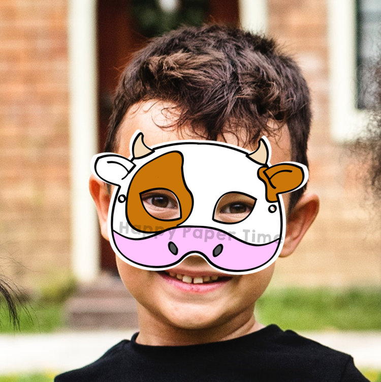 Cow Paper Mask Printable Farm Animal Craft Activity Costume | Made By ...