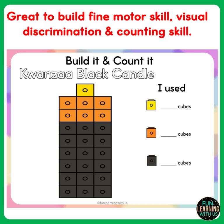 Kwanzaa Linking Cubes Mats | Fine motor Skill or STEM Center Mats ...