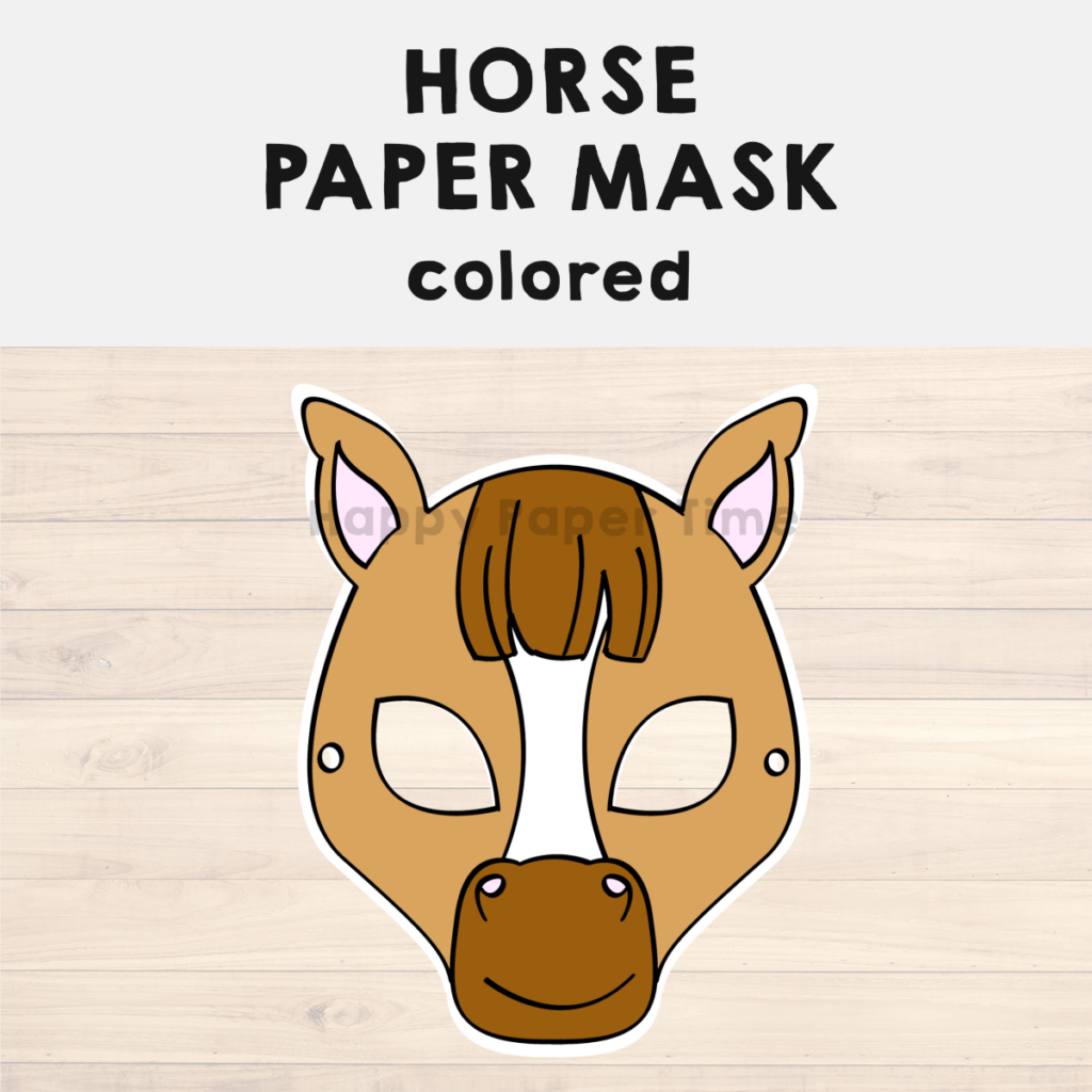 Horse Paper Mask Printable Farm Animal Craft Activity Pony Costume ...