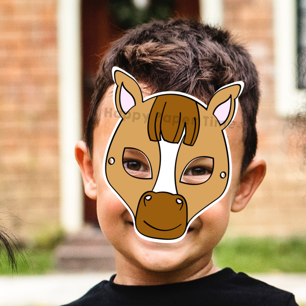 Horse Paper Mask Printable Farm Animal Craft Activity Pony Costume ...