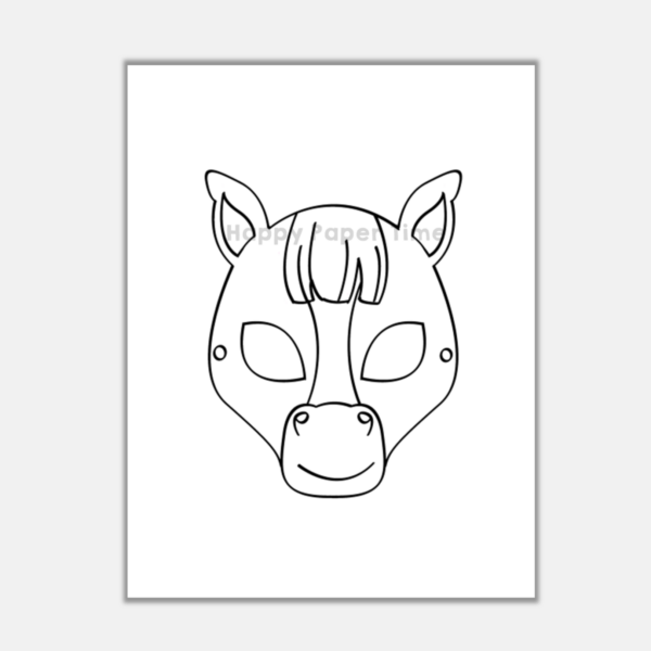 Horse Paper Mask Printable Farm Animal Coloring Craft Activity Pony ...