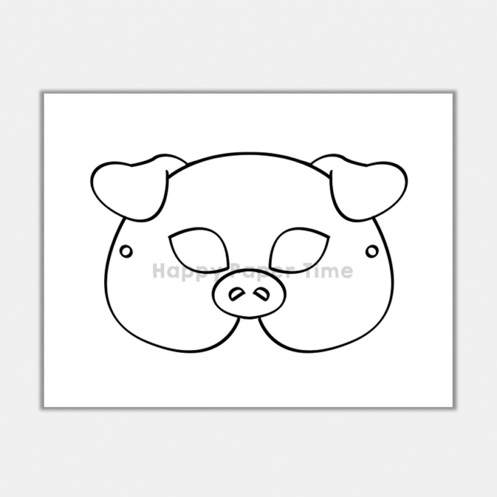 Pig Paper Mask Printable Farm Animal Coloring Craft Activity Costume ...