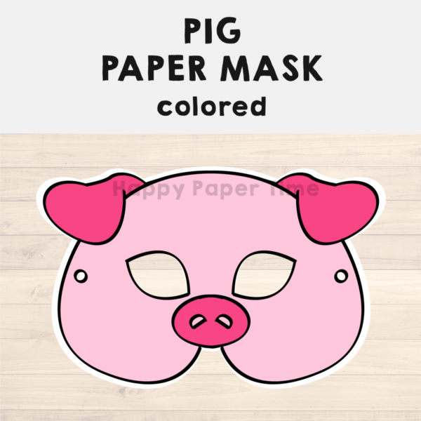 Pig Paper Mask Printable Farm Animal Craft Activity Costume | Made By ...