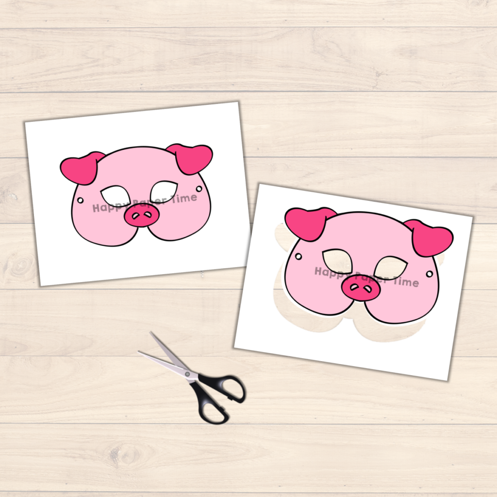Pig Paper Mask Printable Farm Animal Craft Activity Costume | Made By ...