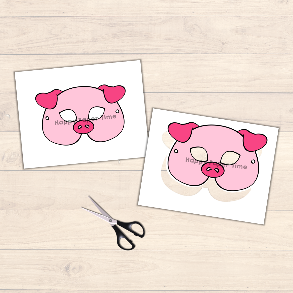 Pig Paper Mask Printable Farm Animal Craft Activity Costume | Made By ...