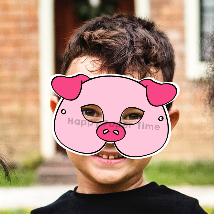 Pig Paper Mask Printable Farm Animal Craft Activity Costume | Made By ...