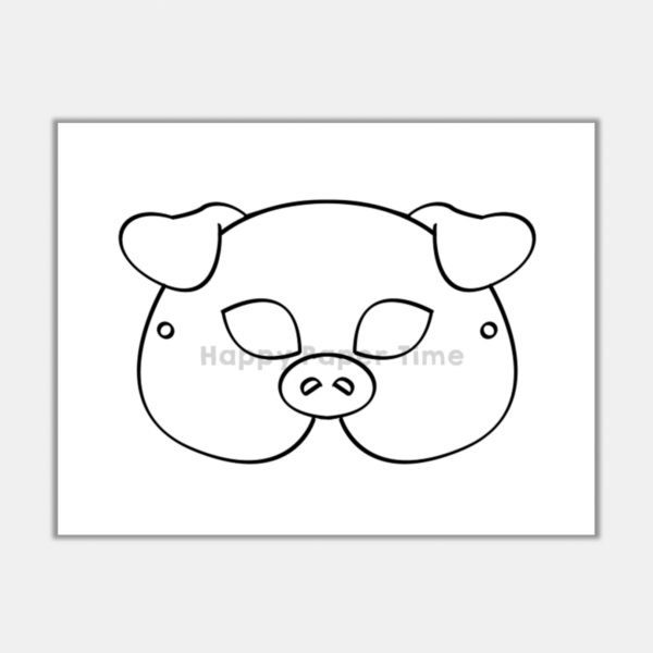 Pig Paper Mask Printable Farm Animal Coloring Craft Activity Costume ...