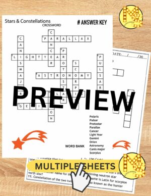 The Stars and Constellations Worksheets Crossword - Word Scramble ...