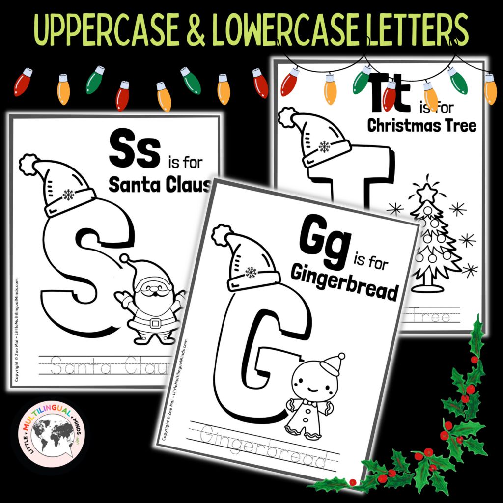 Christmas Alphabet Worksheets - Christmas Coloring & Tracing Practice ...
