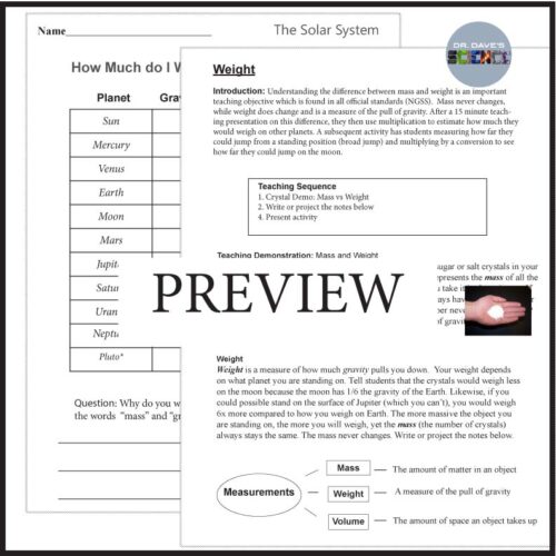 Mass and Weight on the Moon and Planets Solar System Activity - Made By ...