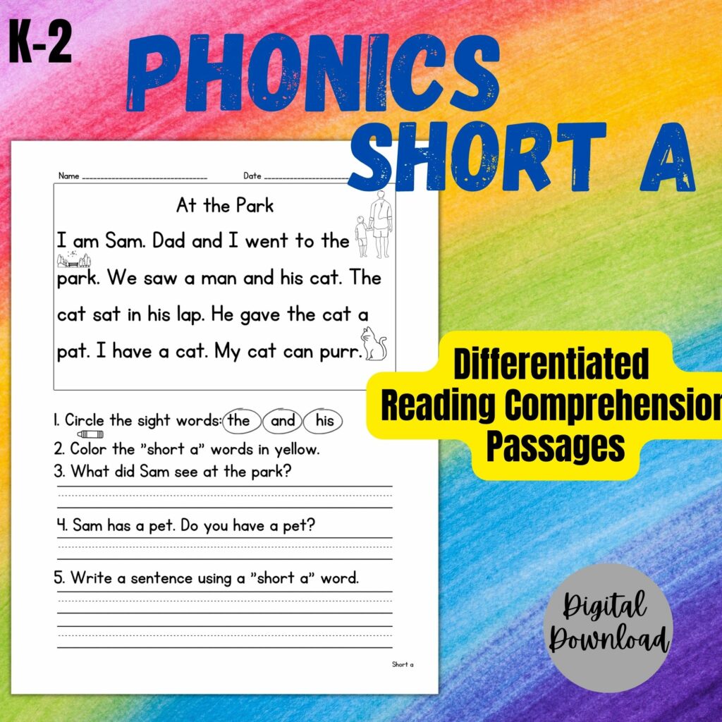 Differentiated “short vowel a” story passage worksheet bundle | Made By ...