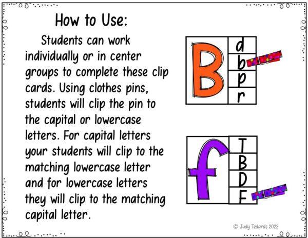 Clip Cards {Capital and Lower case Letters} | Made By Teachers