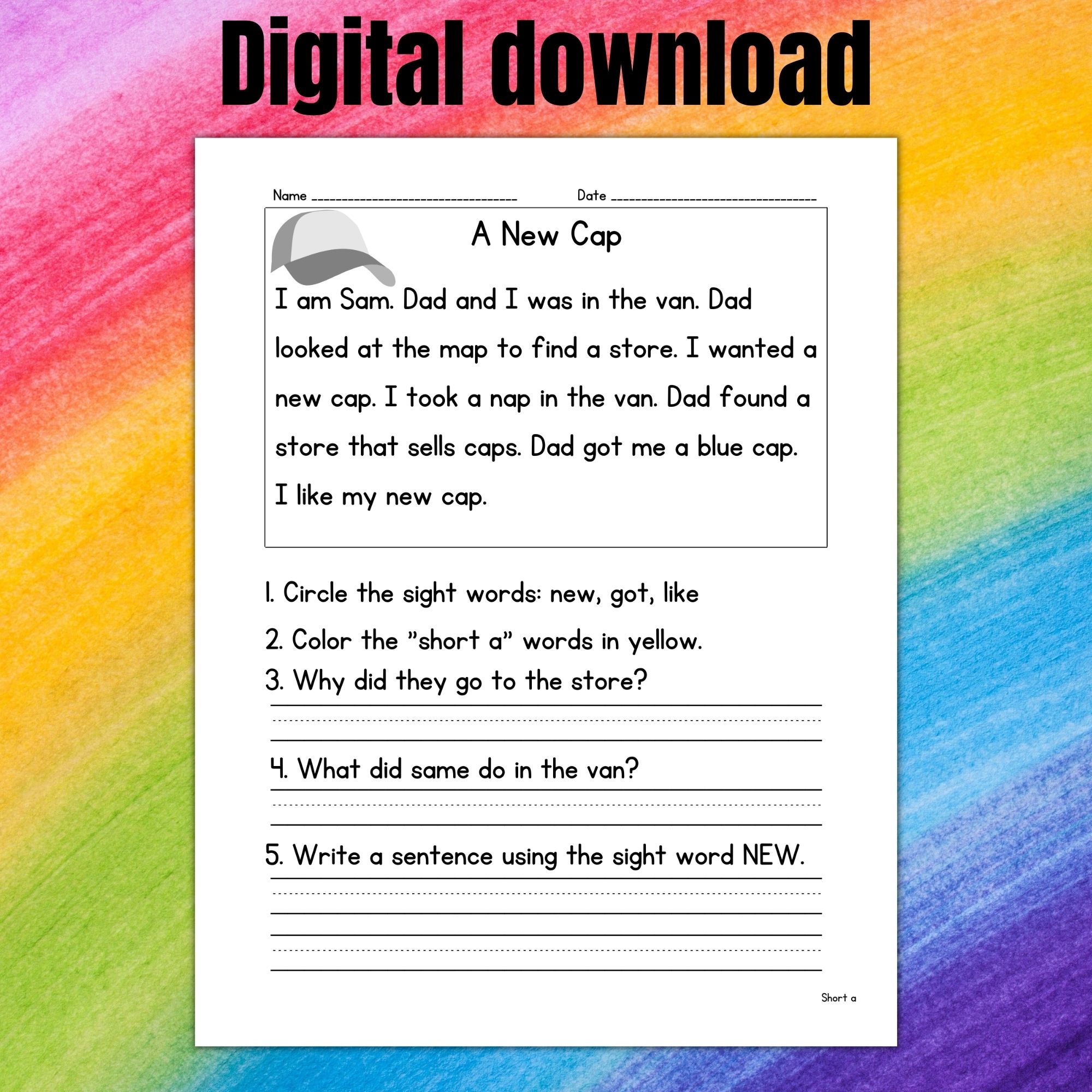 Differentiated “short vowel a” story passage worksheet bundle | Made By ...
