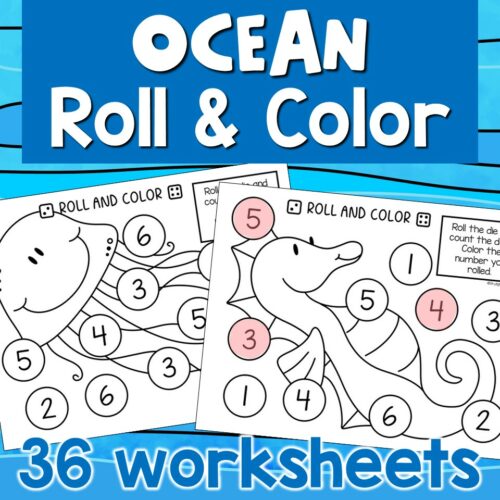 Math Roll and Color Numbers with Ocean Theme | Made By Teachers