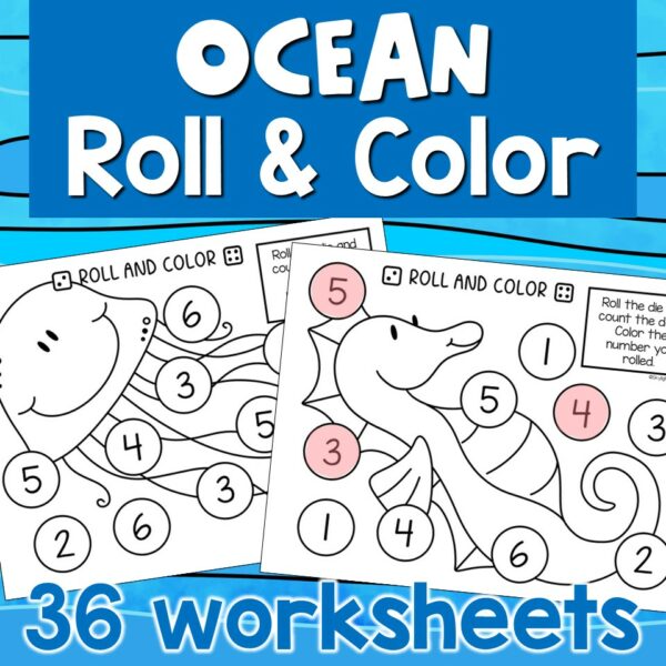 Math Roll and Color Numbers with Ocean Theme | Made By Teachers