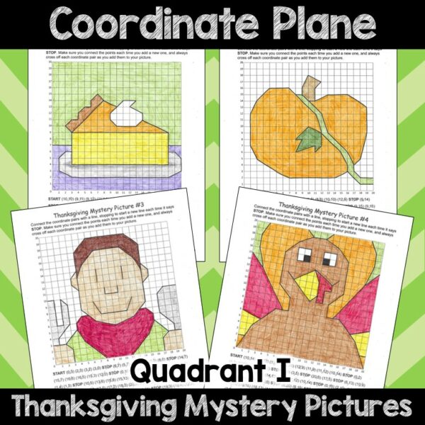 Thanksgiving Coordinate Plane Mystery Graphing Pictures in Quadrant I ...