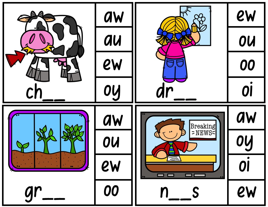 Clip Cards {Diphthongs} | Made By Teachers
