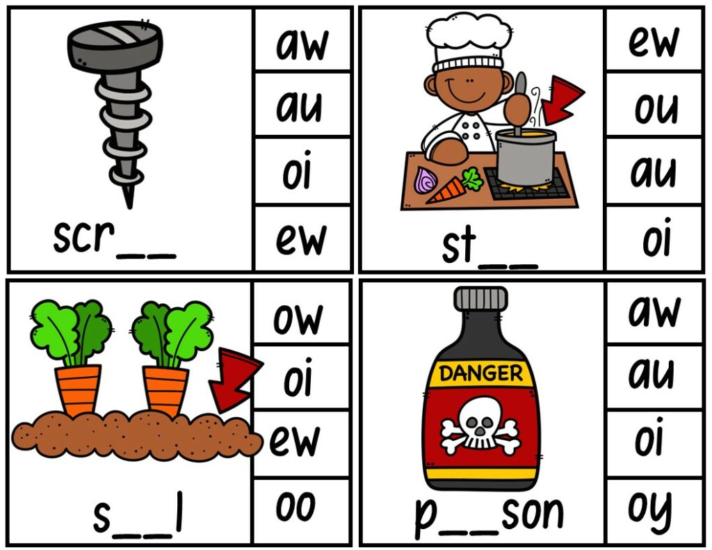 Clip Cards {Diphthongs} | Made By Teachers