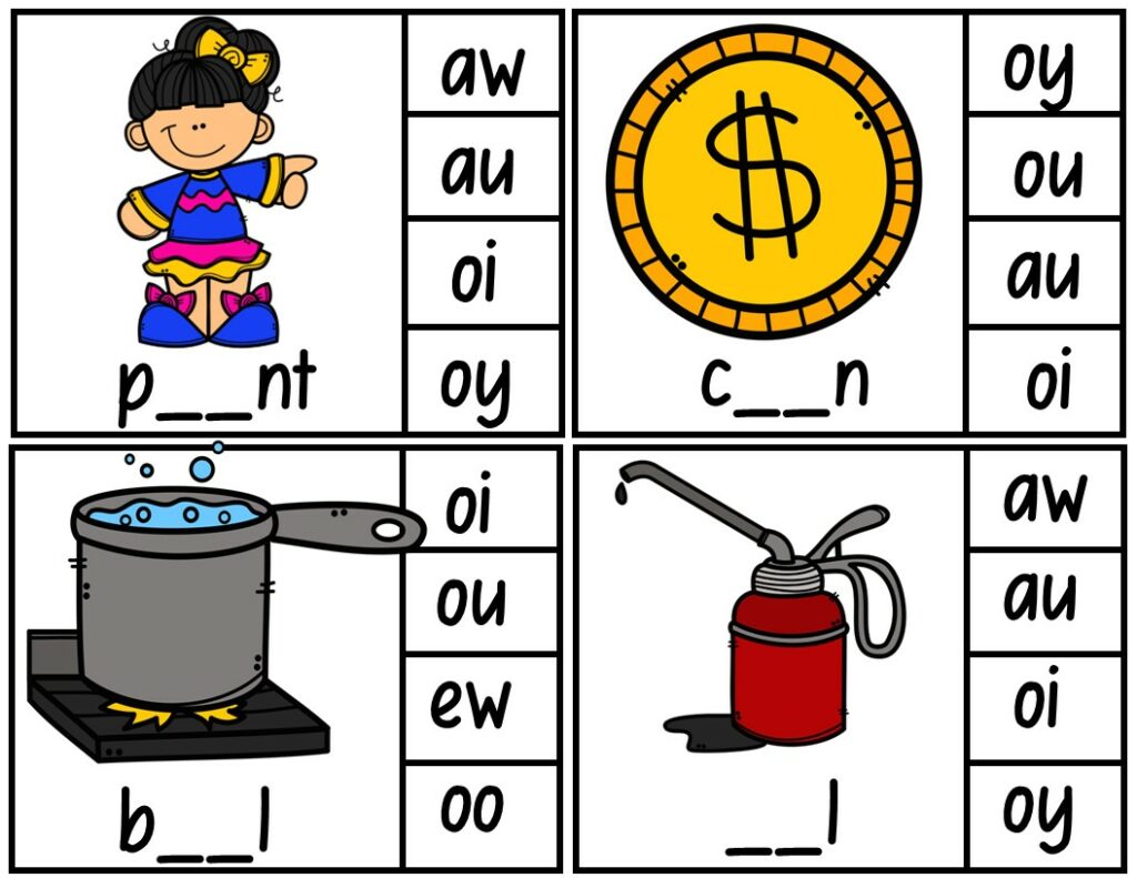 Clip Cards {Diphthongs} | Made By Teachers