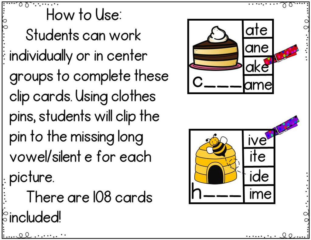 Clip Cards {Long Vowel/Silent e} | Made By Teachers