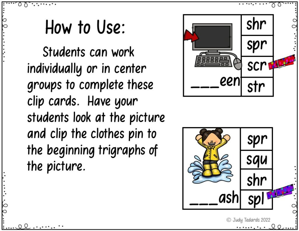 Clip Cards {Beginning Trigraphs} | Made By Teachers