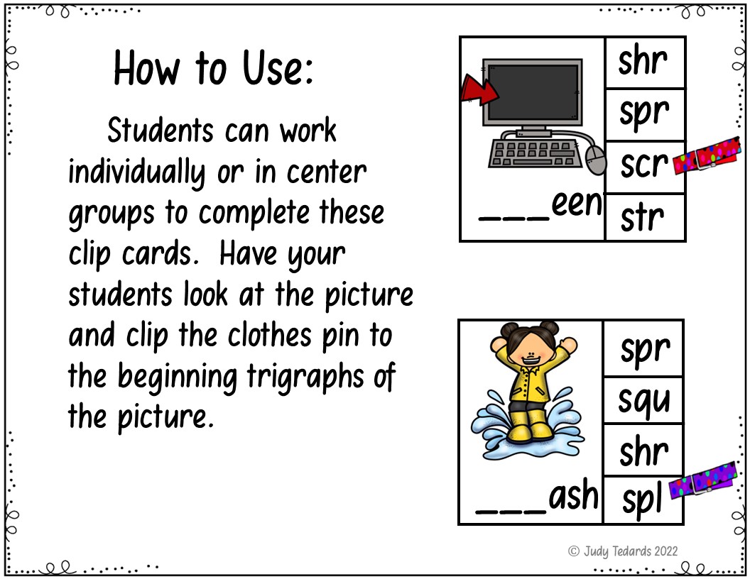 Clip Cards {Beginning Trigraphs} | Made By Teachers