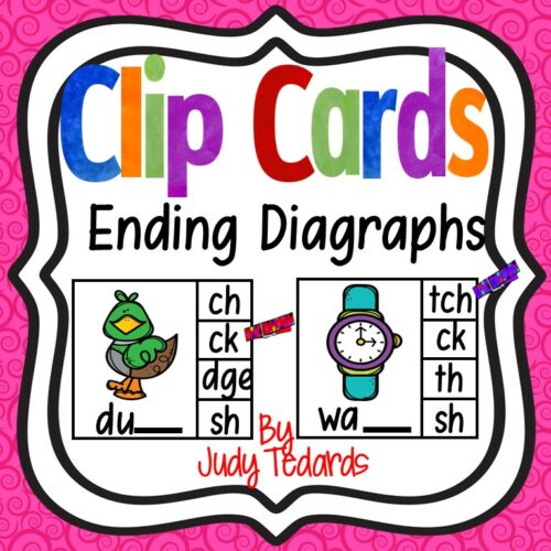 Clip Cards {Ending Diagraphs} | Made By Teachers