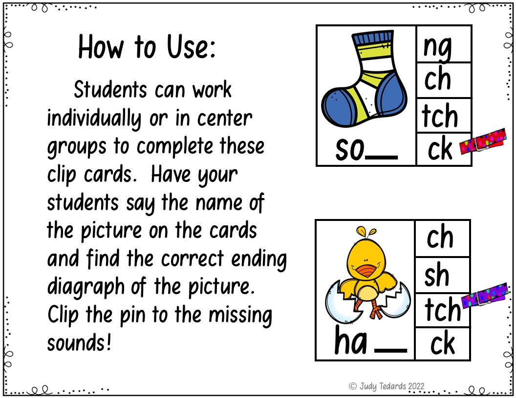 Clip Cards {Ending Diagraphs} | Made By Teachers