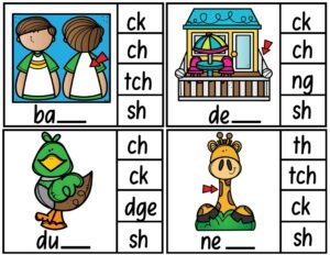 Clip Cards {Ending Diagraphs} | Made By Teachers