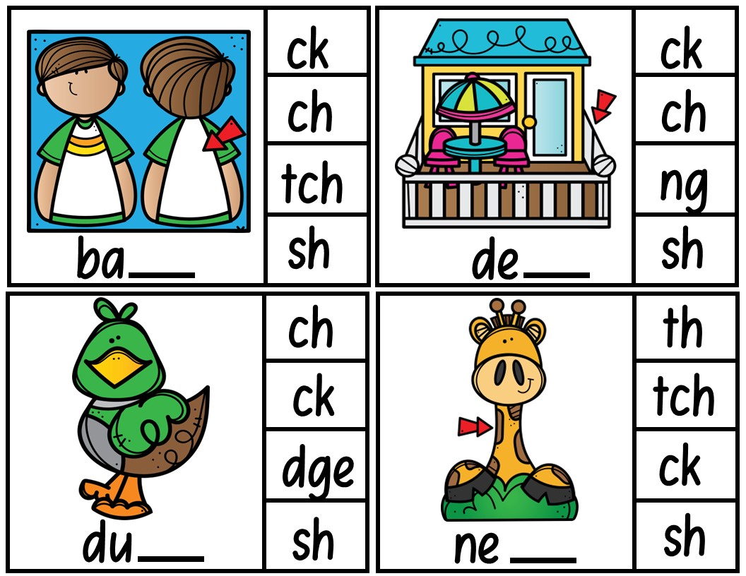 Clip Cards {Ending Diagraphs} | Made By Teachers