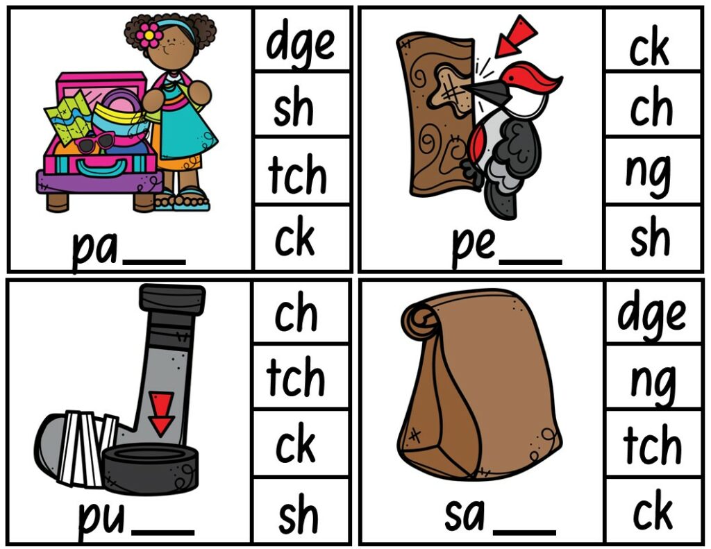 Clip Cards {Ending Diagraphs} | Made By Teachers