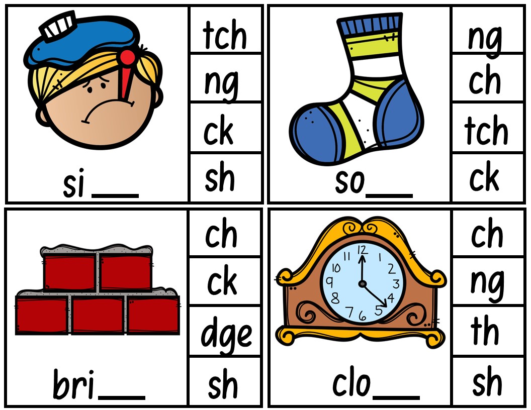 Clip Cards {Ending Diagraphs} | Made By Teachers