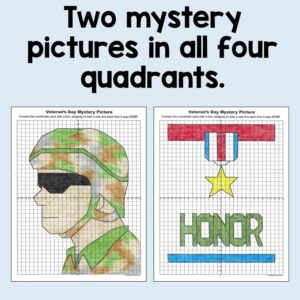 Veteran's Day Coordinate Plane Graphing Pictures in All Four Quadrants ...