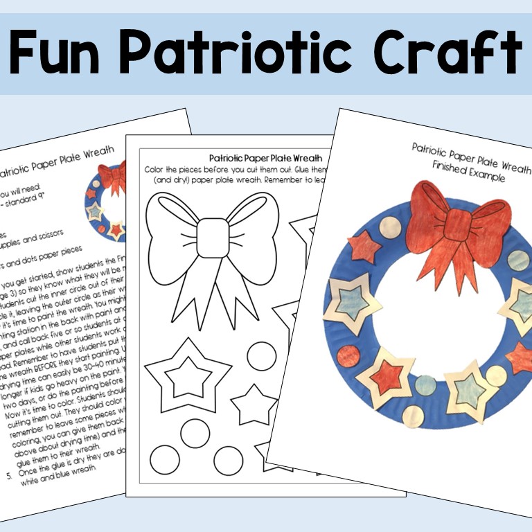 Patriotic Wreath Craft for Memorial Day, Veteran's Day, 4th of July ...
