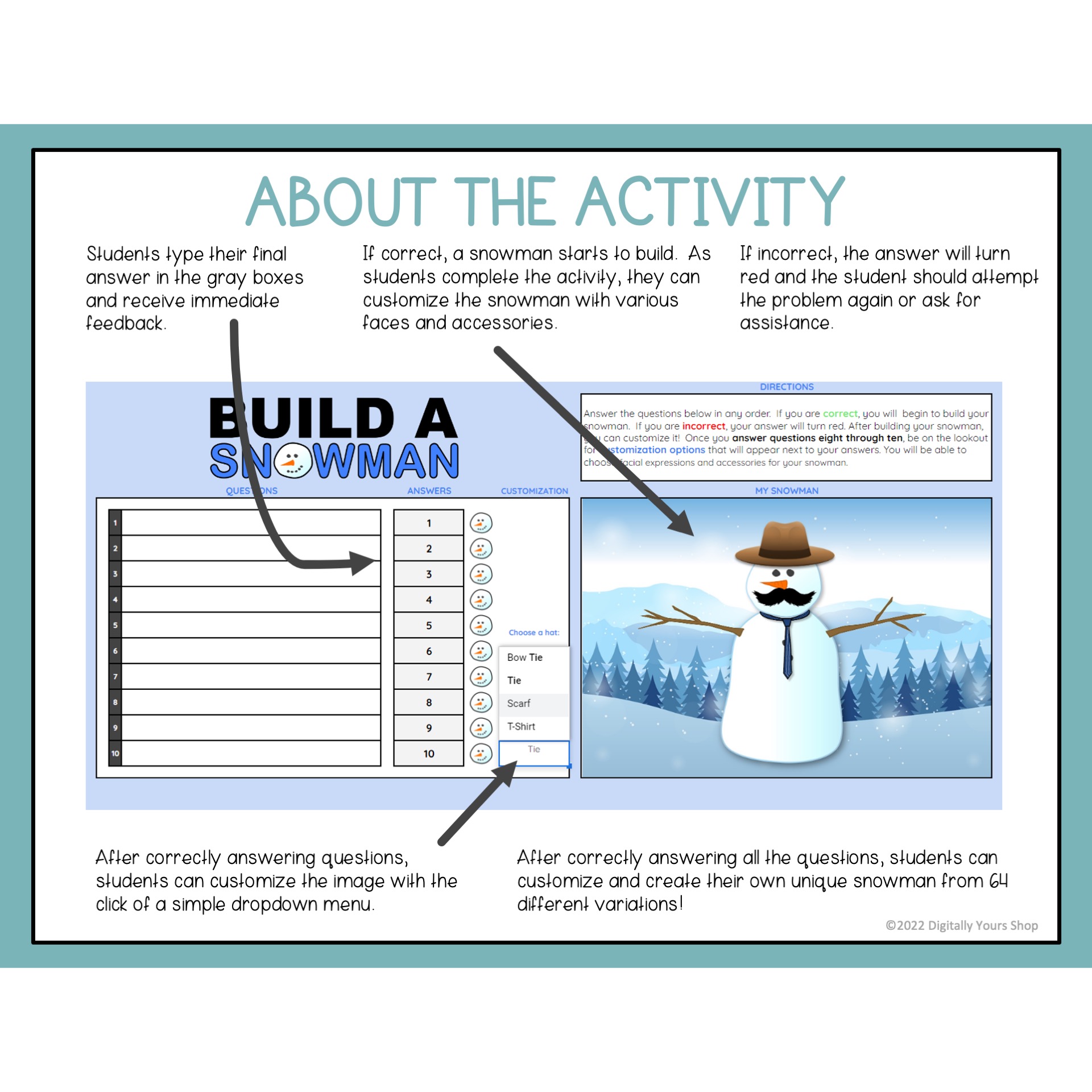 Percent Proportion Build a Snowman Self-Checking Google Sheets Activity ...