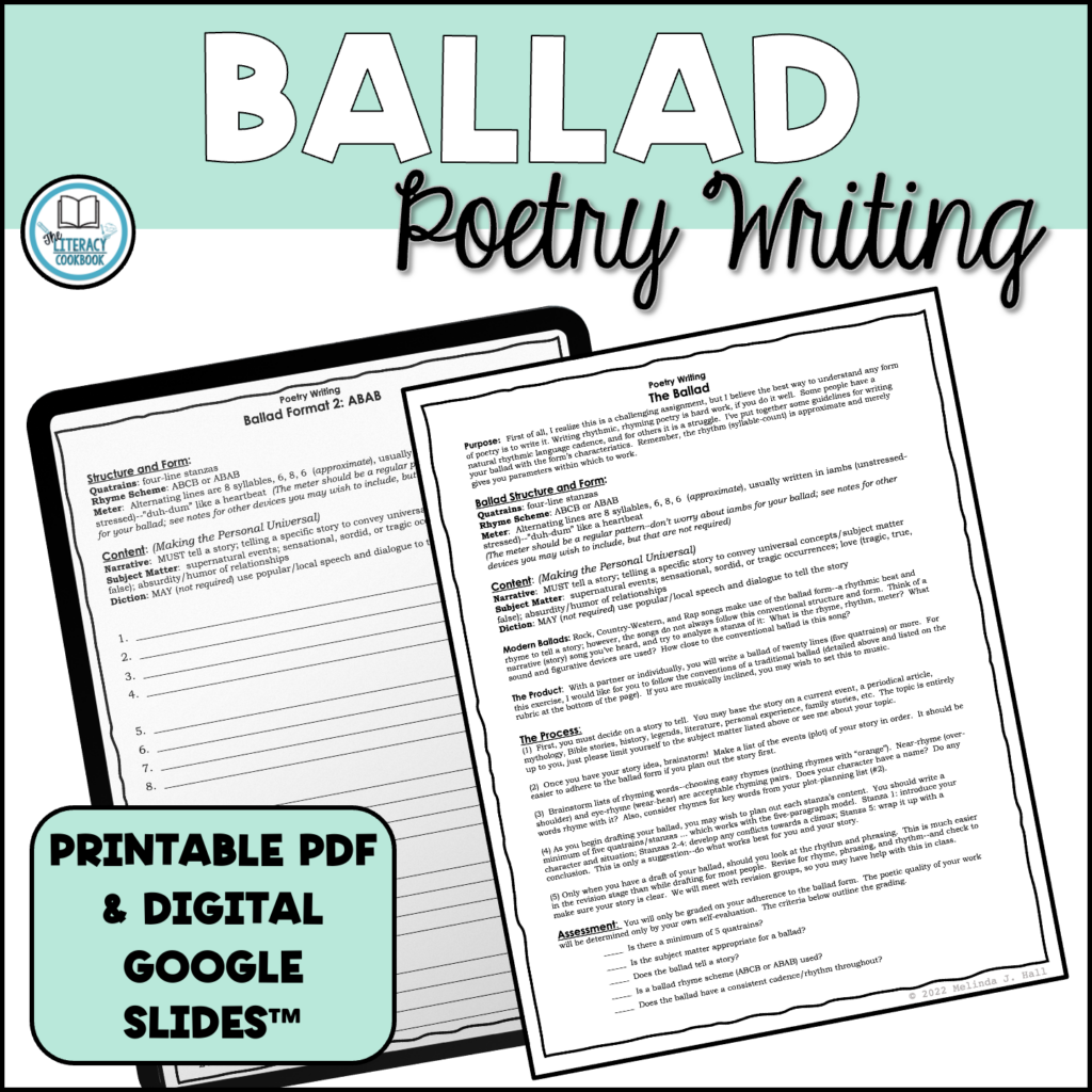 Ballad - Poetry Writing - Poem Writing Form to Guide Process | Made By ...