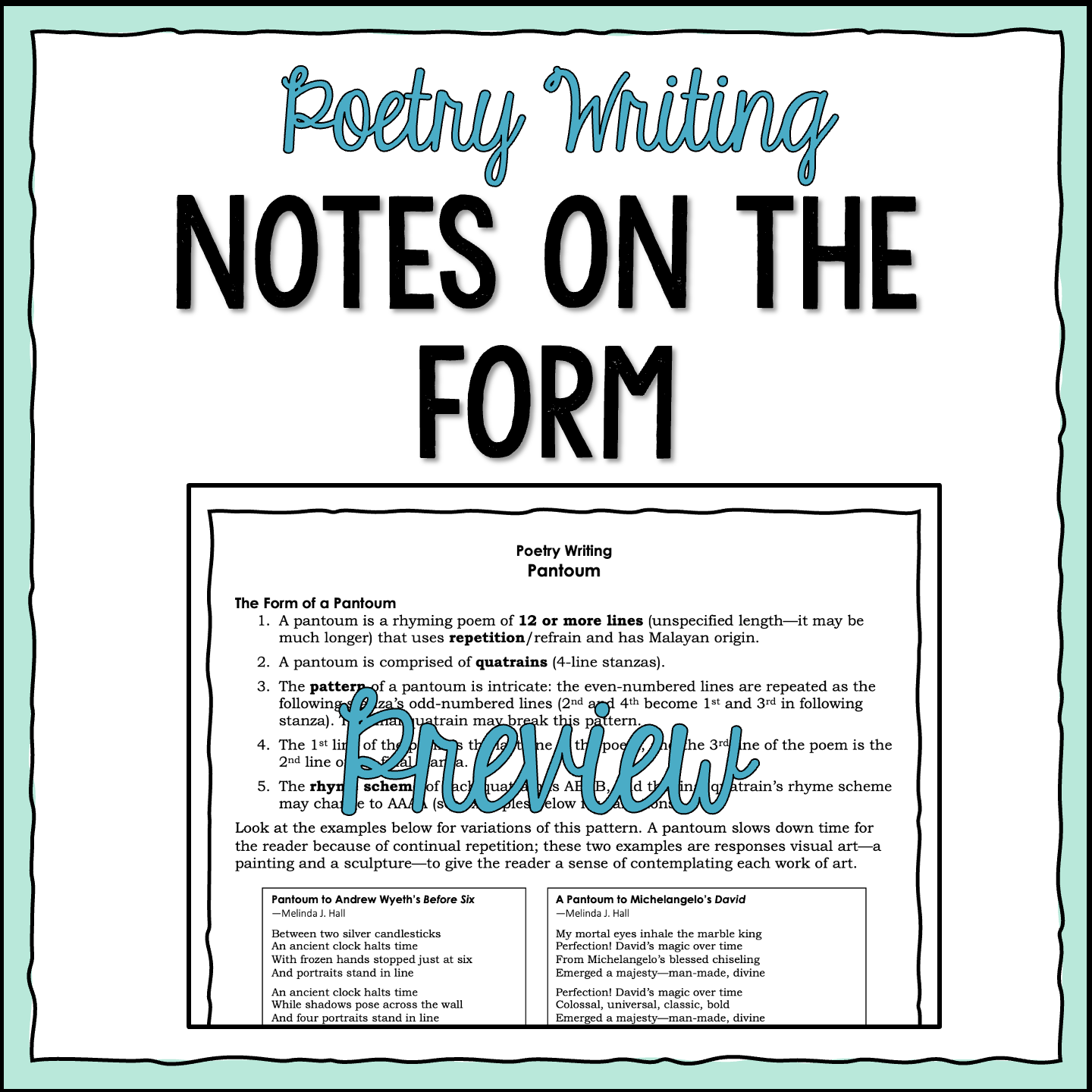 Pantoum - Poetry Writing - Poem Writing Form to Guide Process | Made By ...