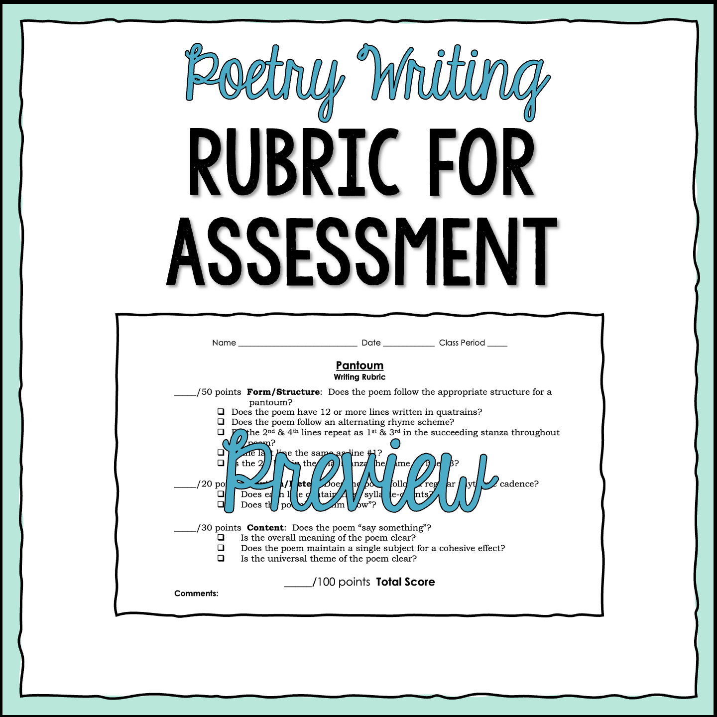 Pantoum - Poetry Writing - Poem Writing Form to Guide Process | Made By ...