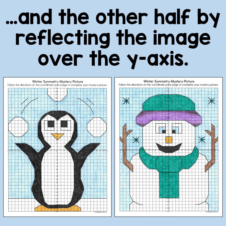 Winter Coordinate Plane Graphing Pictures Four Quadrant Symmetry ...