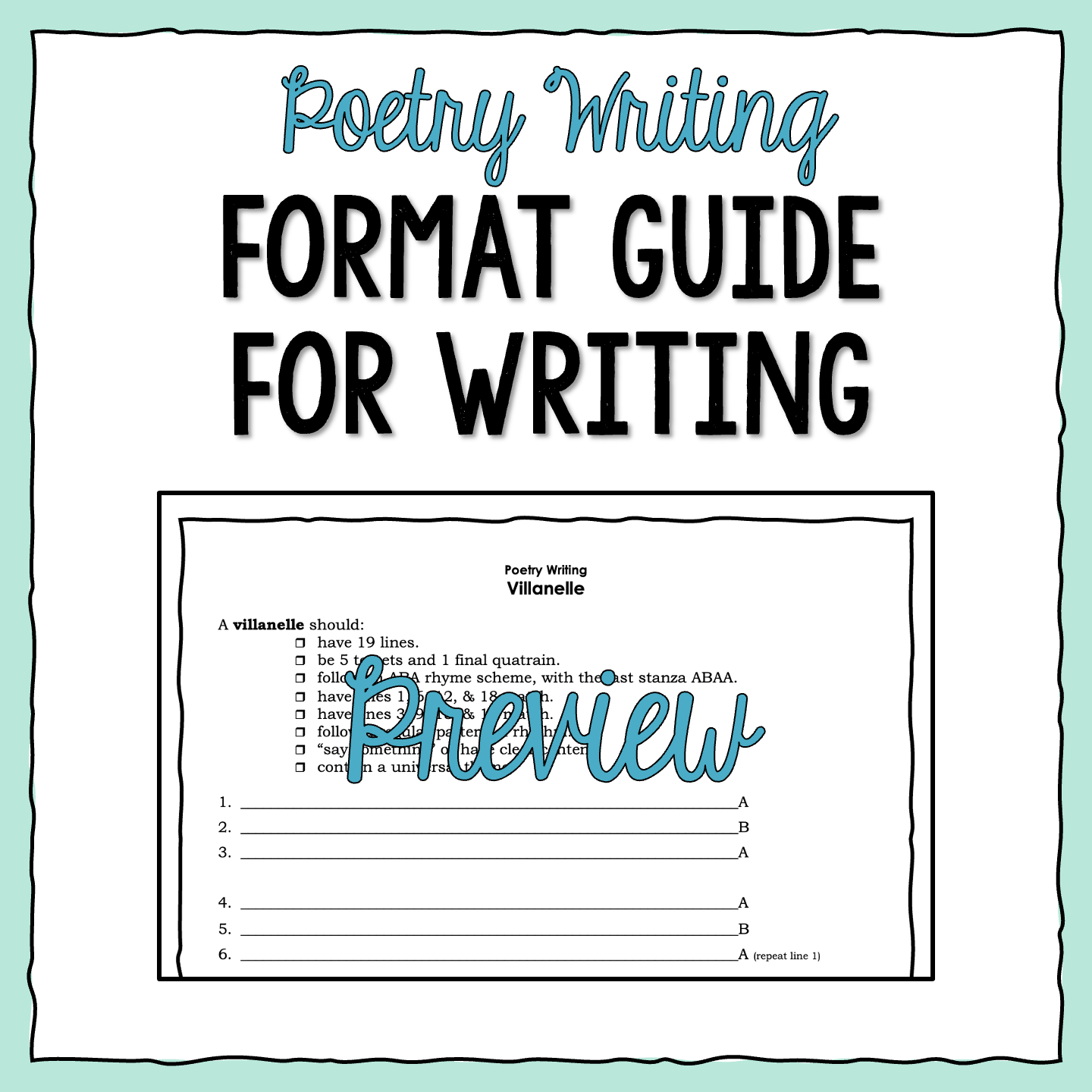 Villanelle - Poetry Writing - Poem Writing Form to Guide Process | Made ...
