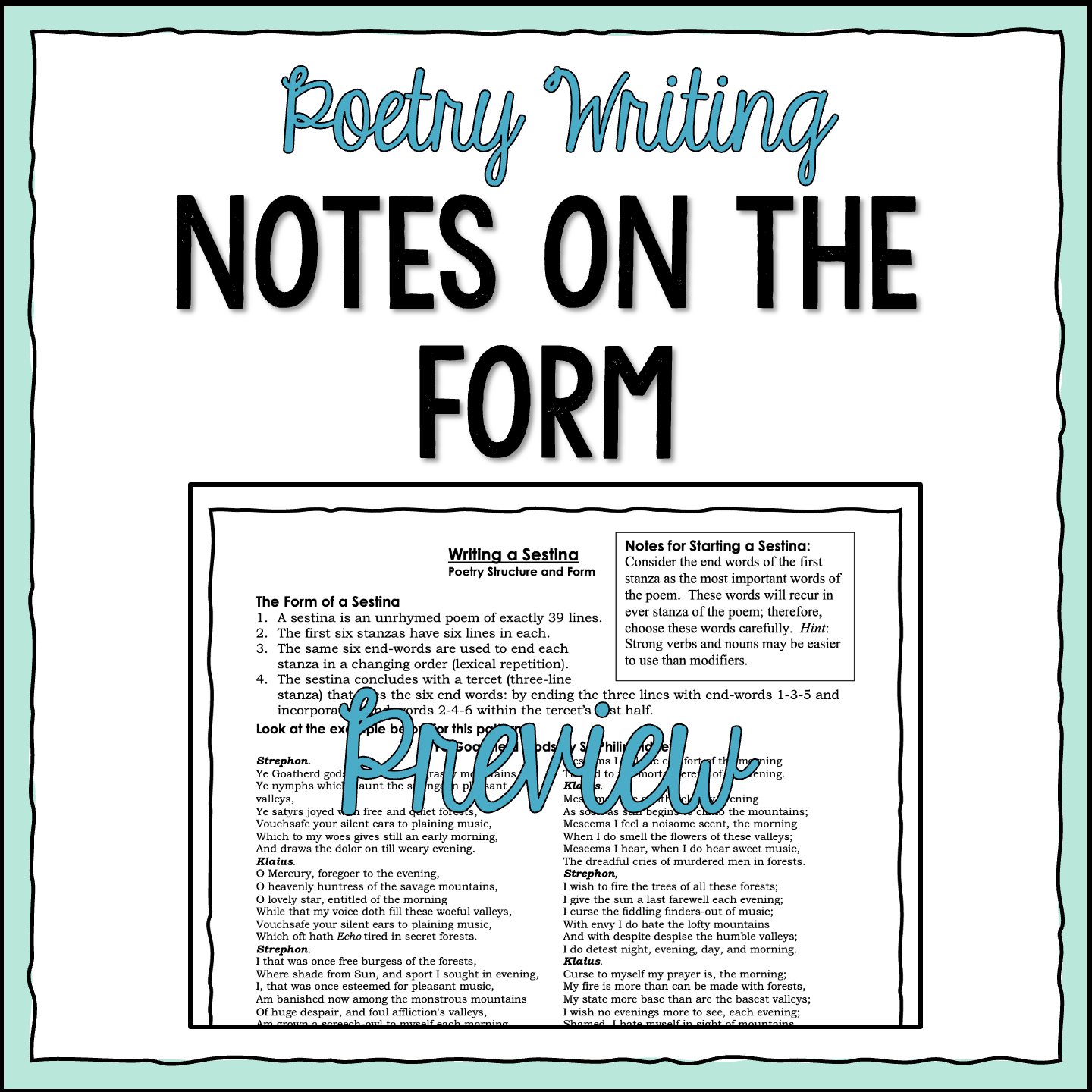 Sestina - Poetry Writing - Poem Writing Form to Guide Process | Made By ...