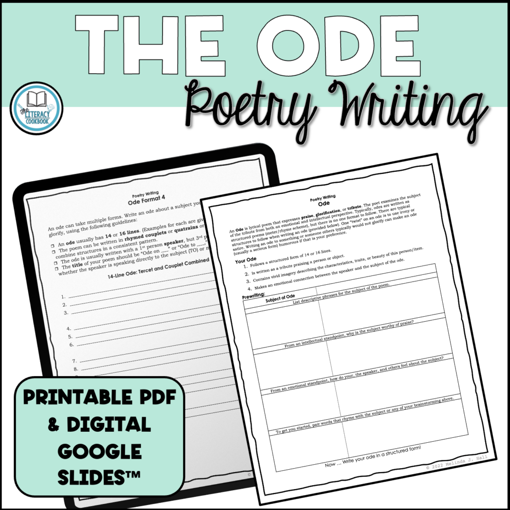 Ode - Poetry Writing - Poem Writing Form to Guide Process | Made By ...