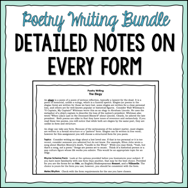 Poetry Writing Bundle - 10 Classic Poetic Forms - Digital & Printable ...