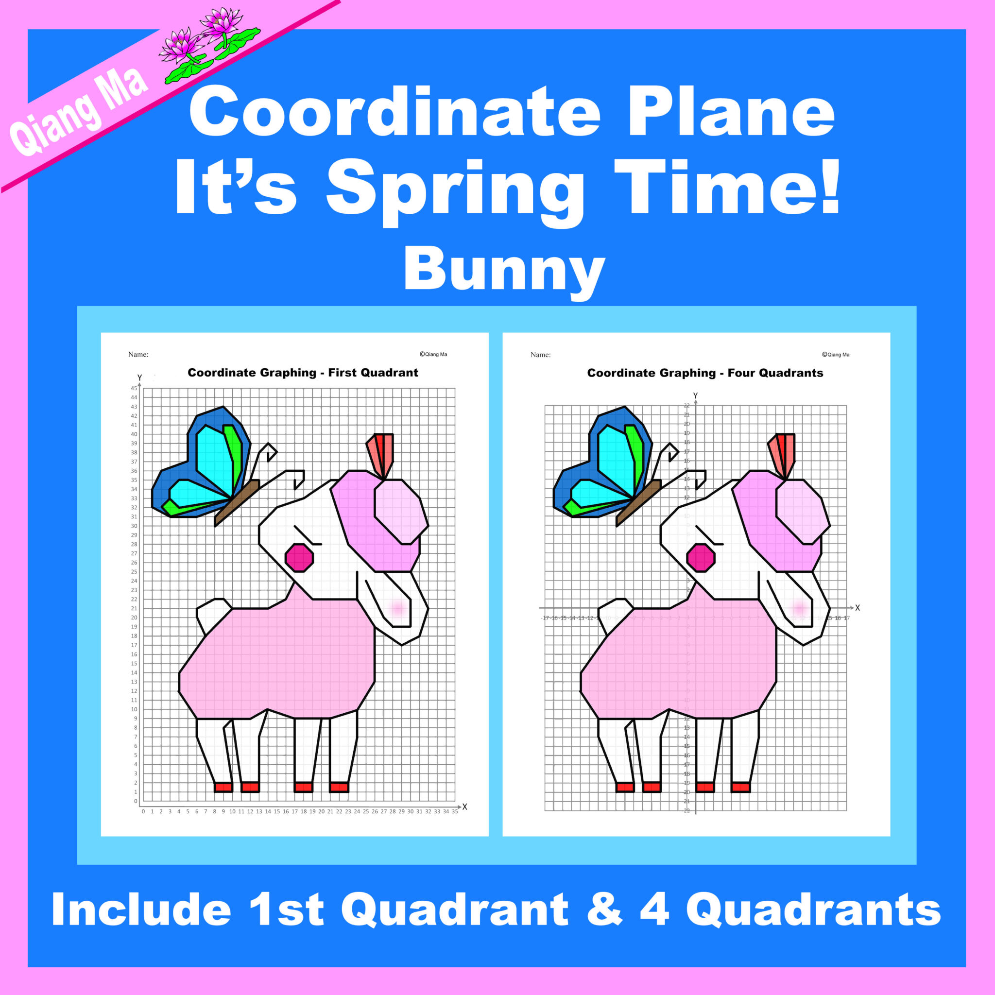Spring Coordinate Plane Graphing Picture: Bunny | Made By Teachers