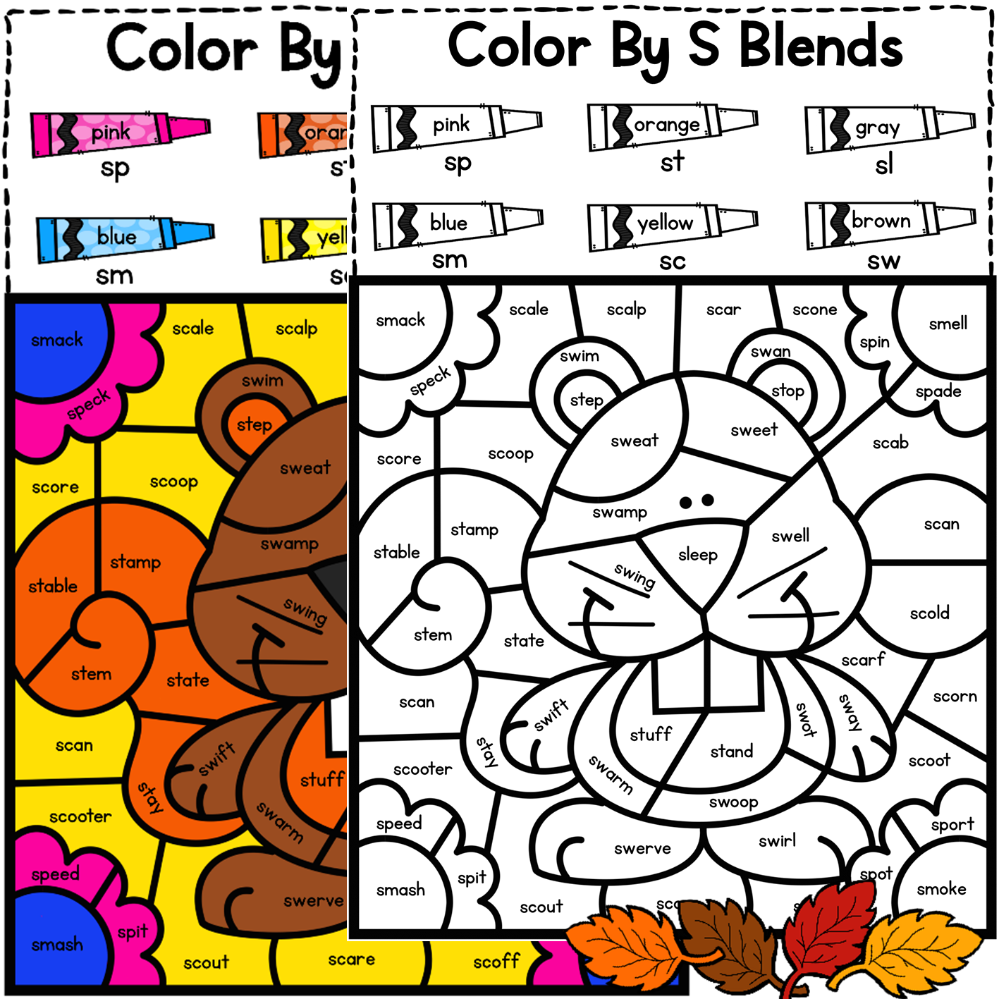 Fall Color by Code S Blends | Made By Teachers