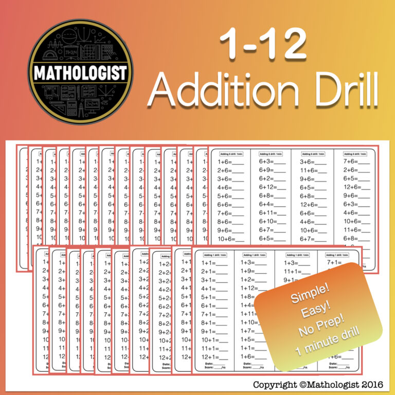 FREE Timed One Minute Addition Drill | Made By Teachers
