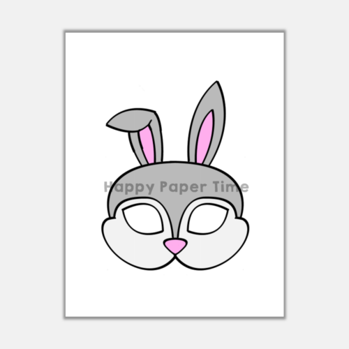 Rabbit Paper Mask Printable Farm Animal Craft Activity Bunny Costume ...
