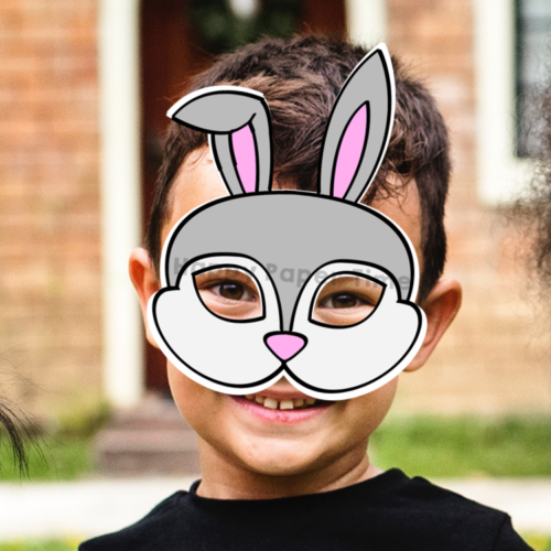 Rabbit Paper Mask Printable Farm Animal Craft Activity Bunny Costume ...