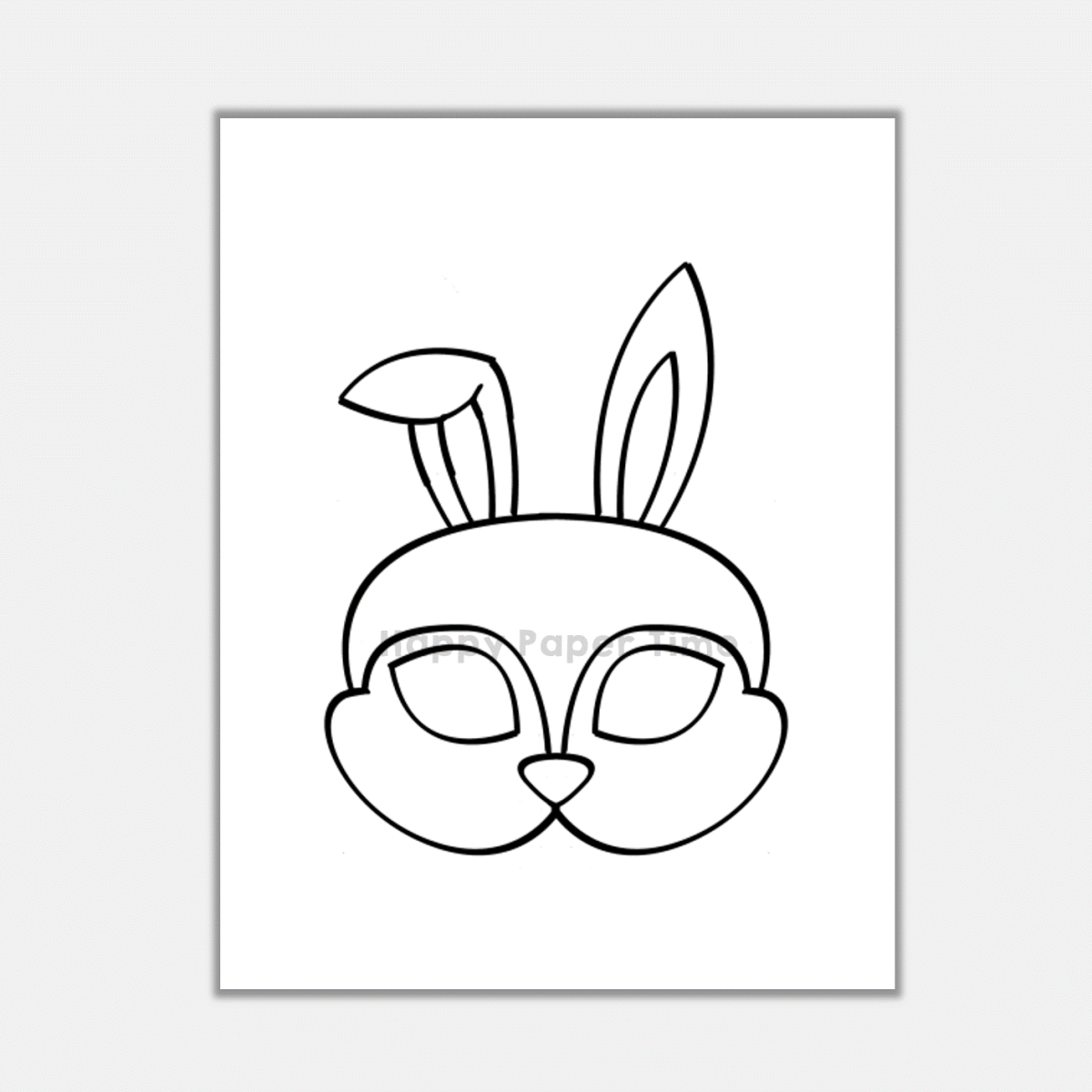 Rabbit Paper Mask Printable Farm Animal Coloring Craft Activity Bunny ...