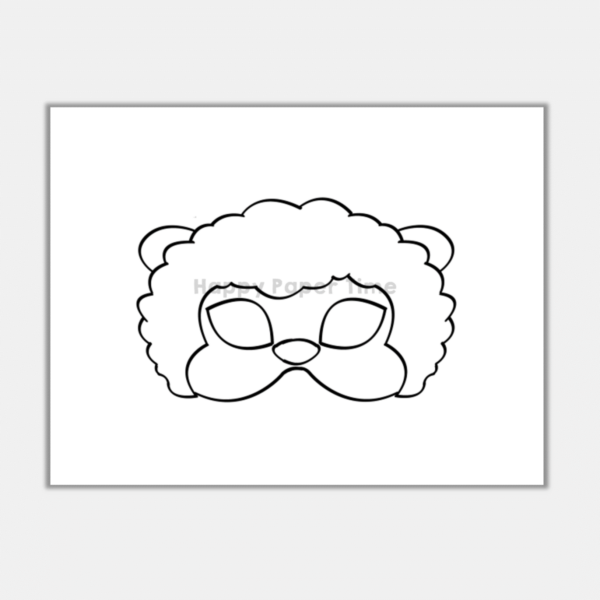 Sheep Paper Mask Printable Farm Animal Coloring Craft Activity Costume ...